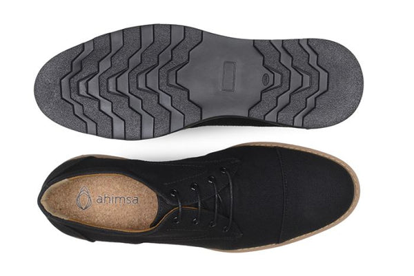 Victor Oxford in Black Canvas from Ahimsa (Wide Width) – MooShoes